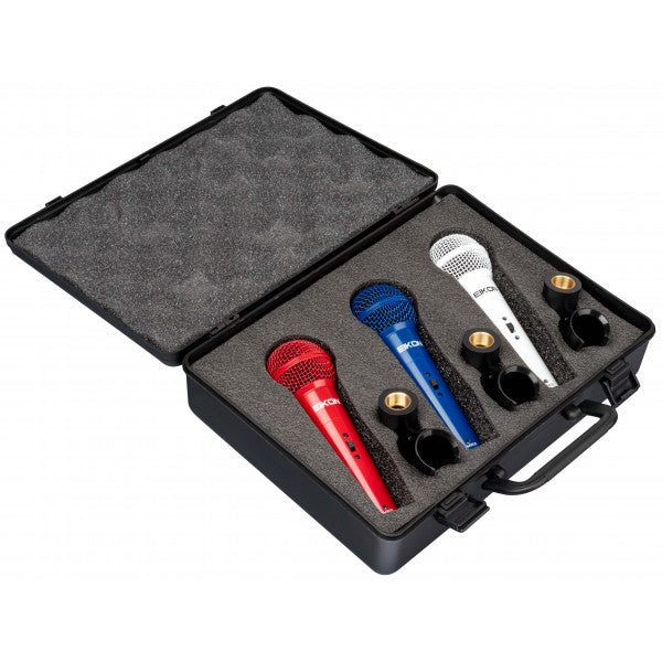 Eikon DM800COLORKIT Kit of 3 Vocal Dynamic Microphones (Red, White, Bl ...