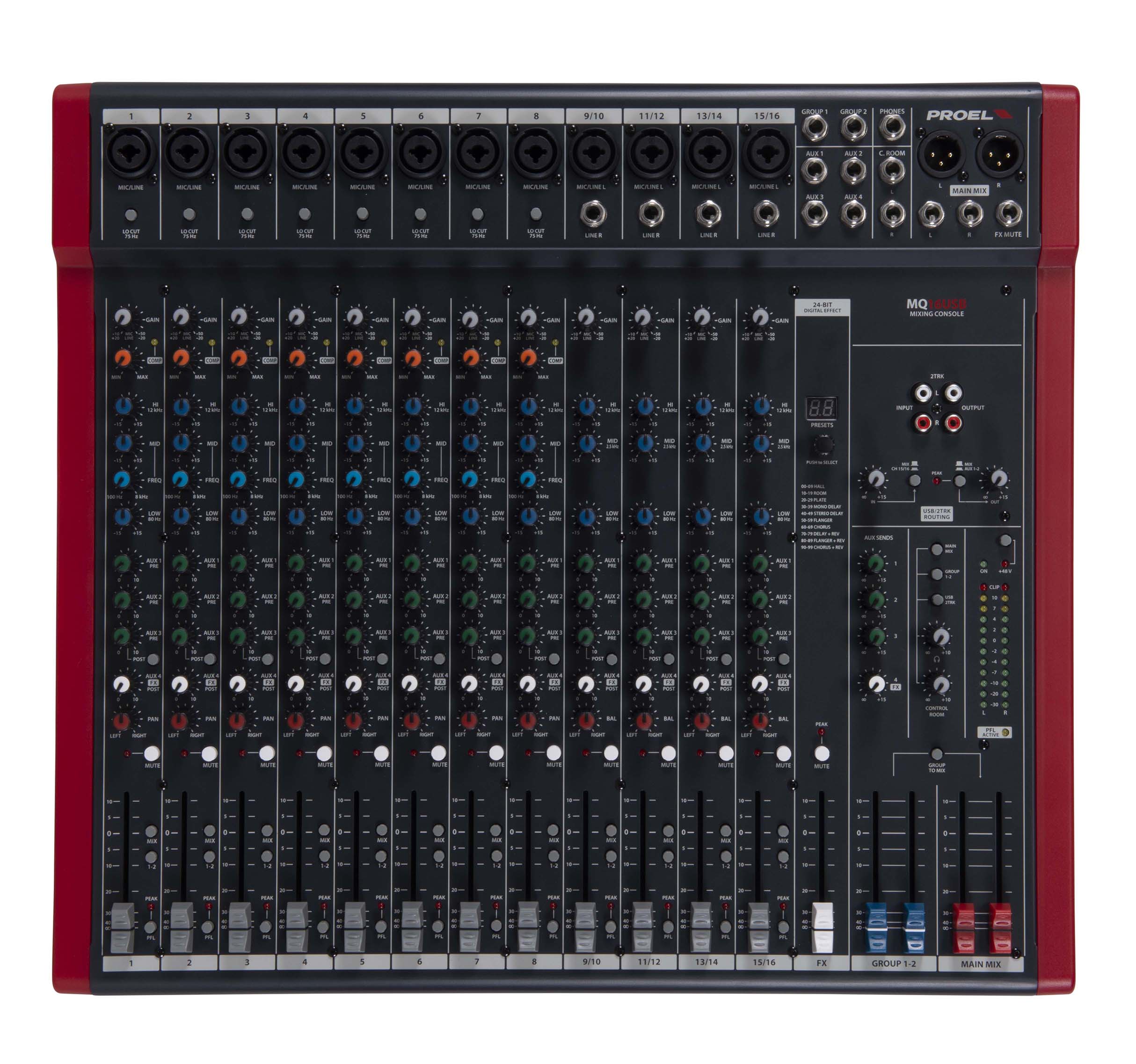 Proel MQ16USB MQ Series 16-channel Compact Mixer with FX and USB ...