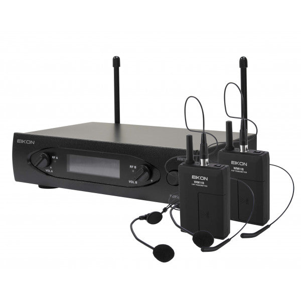 Eikon WM101DHV2 Dual Channel UHF Wireless Belt-Pack Microphone System ...